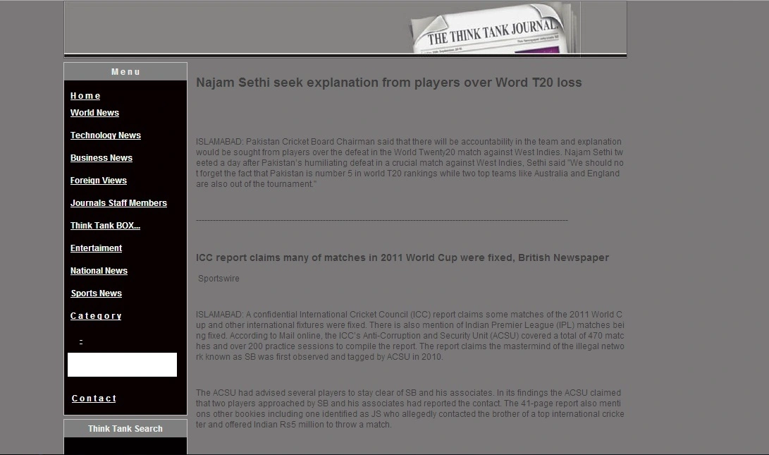 About us THINK TANK JOURNAL